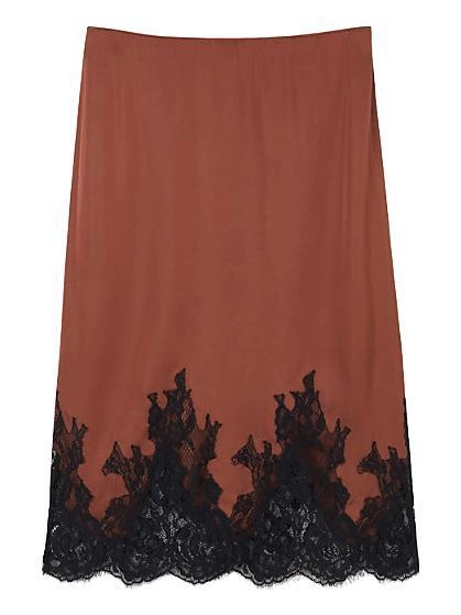 Whistles Lace-hem Satin Midi Skirt - Multi-coloured