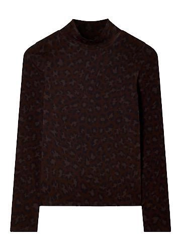 Whistles Leopard-print High-neck Stretch-cotton Top - Multi-coloured