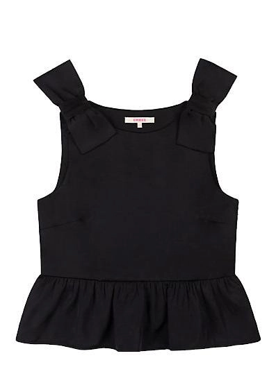 OMNES Keelee Bow-detail Satin Top - Black