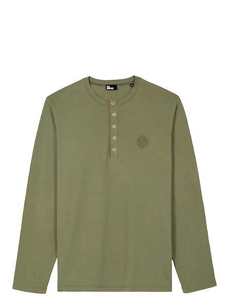 The Kooples Brand-embroidered Henley-collar Cotton-jersey T-shirt - Foret
