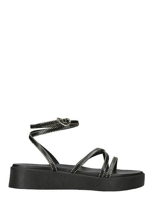 ANCIENT GREEK SANDALS Astriti Leather Platform Sandals With Ankle Buckle - Black/comb