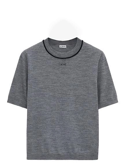 Loewe Logo Embroidered Wool Jumper - Grey/navy Blue