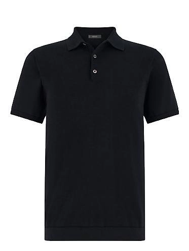 Boggi Milano Slim-fit Short-sleeve Cotton And Silk-blend Polo - Black