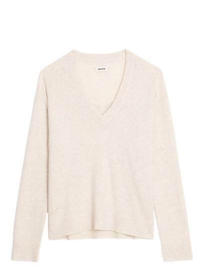 Zadig&Voltaire Mikyz V-neck Cashmere Jumper - Eggshell