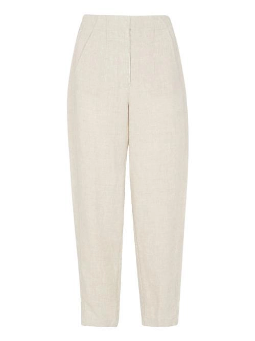 Whistles Patch-pocket Barrel-leg Mid-rise Linen Trousers - Brown