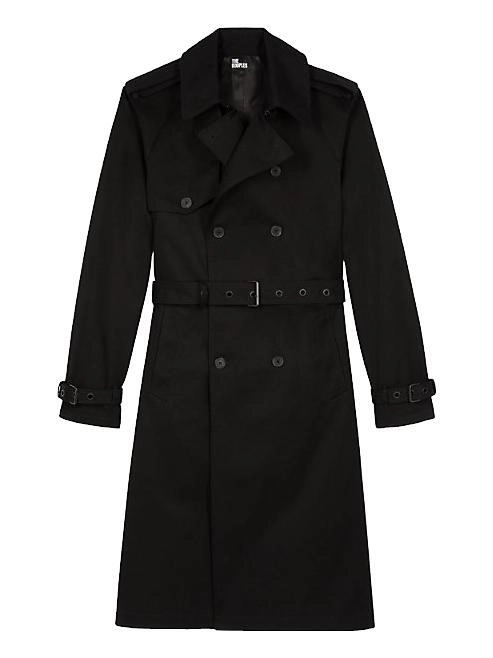 The Kooples Double-breasted Cotton Trench Coat - Black