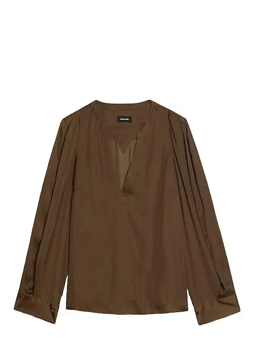 Zadig&Voltaire Torny V-neck Satin Blouse - Moss