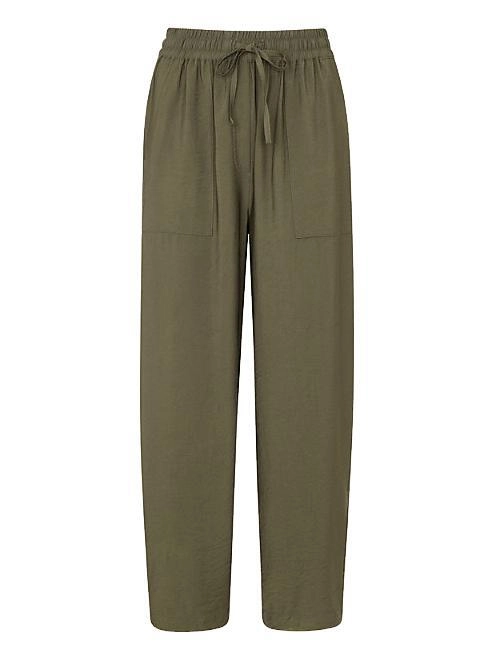 Whistles Tie-waist Straight-leg Woven Trousers - Khaki/olive