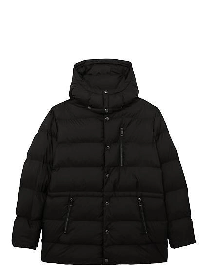 REISS Detachable-hood Padded Woven Coat - Black