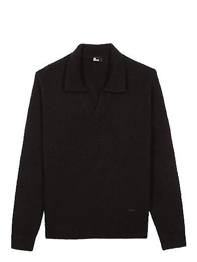 The Kooples Open-collar Long-sleeve Wool Jumper - Black