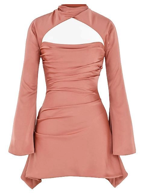 House Of Cb Toira Corseted Satin Mini Dress - Rose