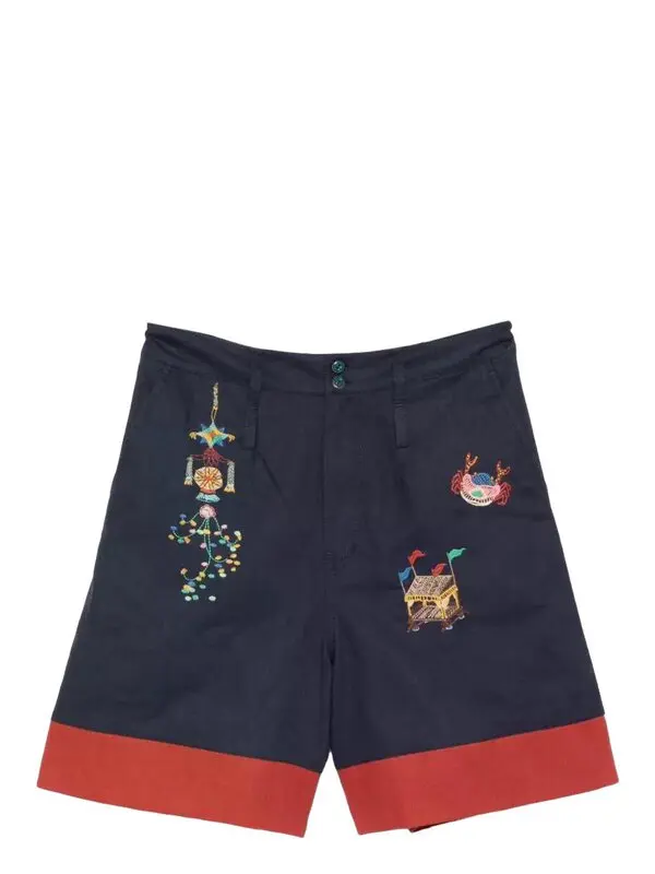 GARÇON BY GARÇON Embroidered Cotton Shorts - Blue