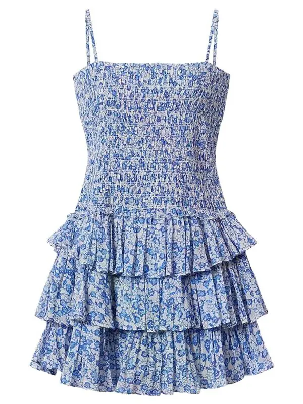 MARANT ETOILE Elodie Floral Print Tiered Dress - Blue