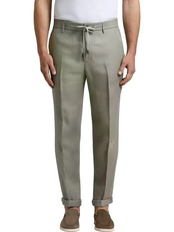 Peserico Linen Straight-leg Trousers - Grey