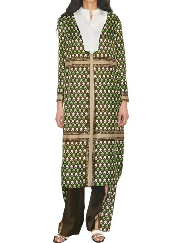 Tory Burch Printed Silk Twill Shirt Dress - Brown