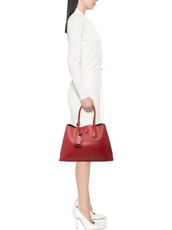 Prada Large Saffiano Cuir Double Satchel - Red