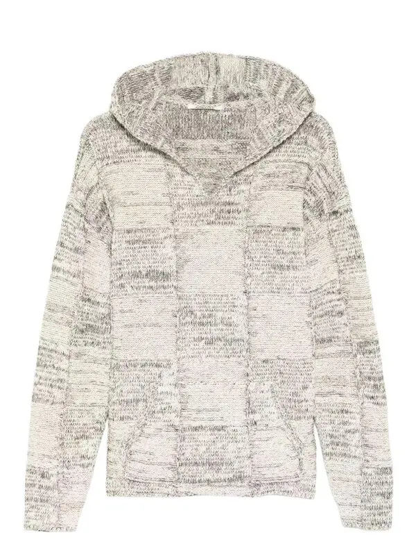 Auralee Patchwork Cotton And Linen-blend Hoodie - Neutrals
