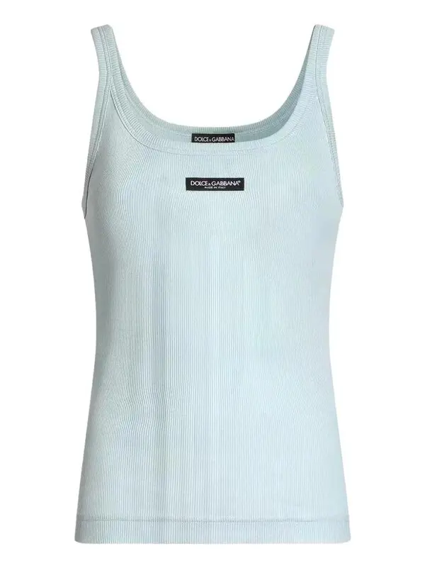 Dolce & Gabbana Ribbed Square Neck Tank Top - Blue