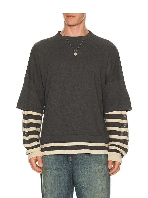 ISA BOULDER Gauzine Stripe Long Sleeves In . Also - Grey
