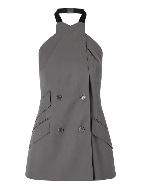 Max Mara Cali Wool-twill Halterneck Blouse - Gray