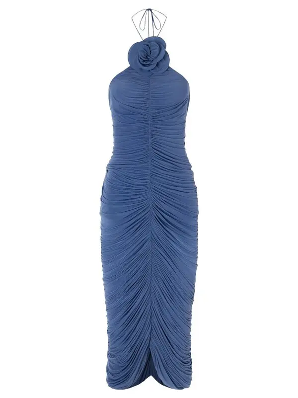 Magda Butrym Appliquéd Halterneck Midi Dress - Blue