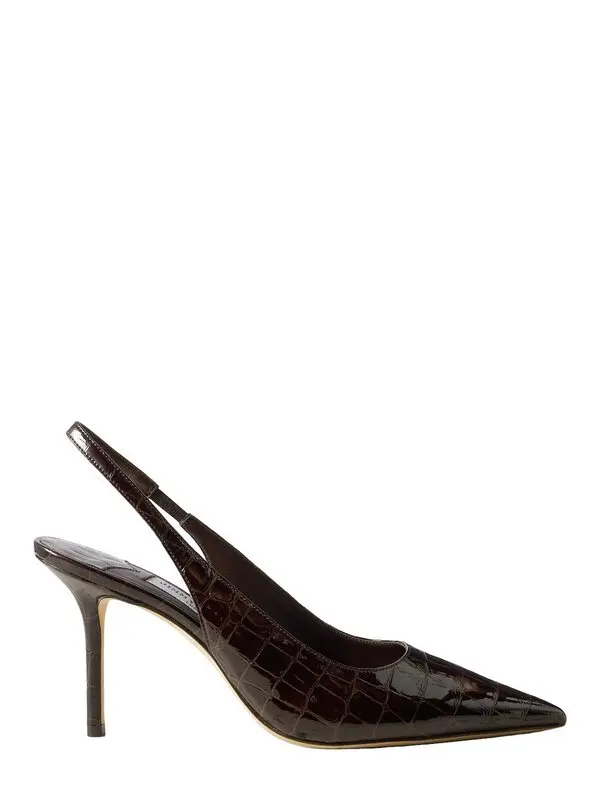 JIMMY CHOO Love 85 Croc-effect Leather Slingback Pumps - Brown