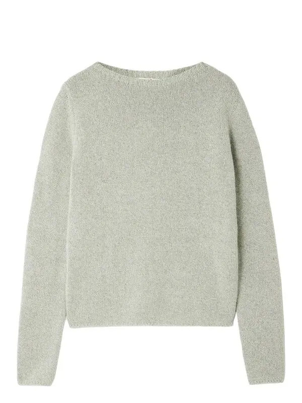 Auralee Mélange Cashmere And Silk-blend Crew Neck Sweater - Green