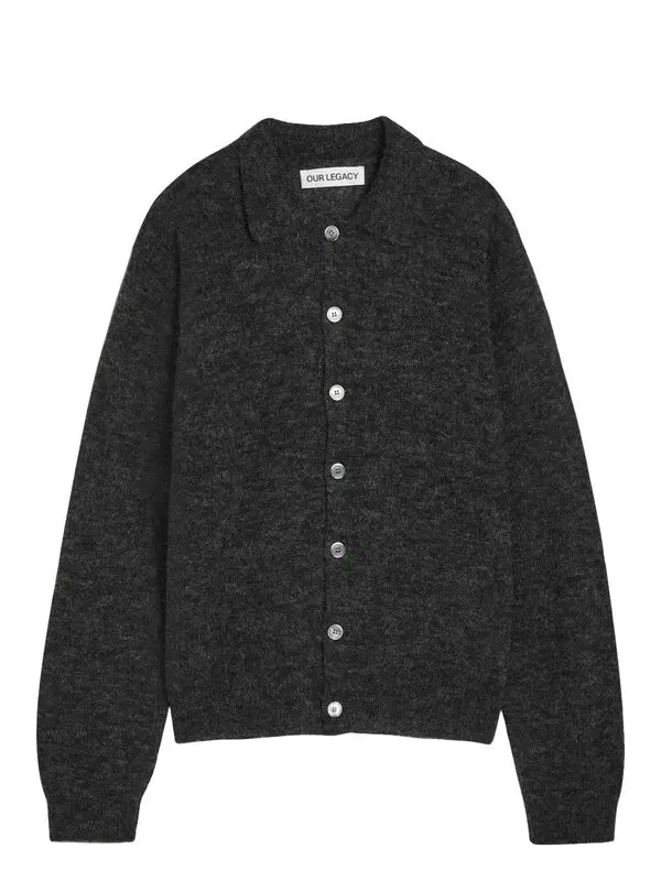 Our Legacy Evening Brushed Wool-blend Polo Shirt - Charcoal