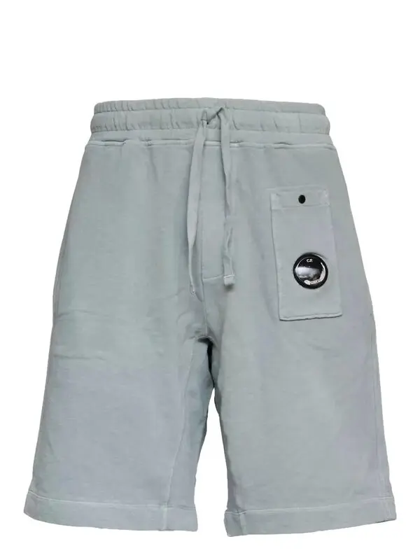 C.P. COMPANY Cotton Track Shorts With Lens Detail - Blue