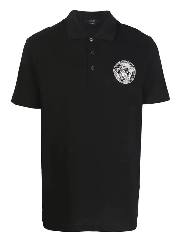 Versace Medusa-embroidered Polo Shirt - Black
