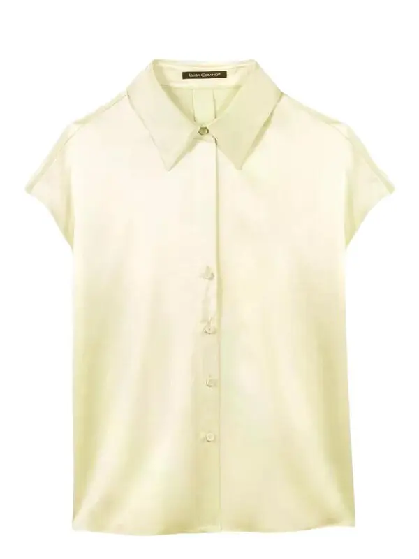 LUISA CERANO Short Sleeve Buttoned Blouse - Neutrals