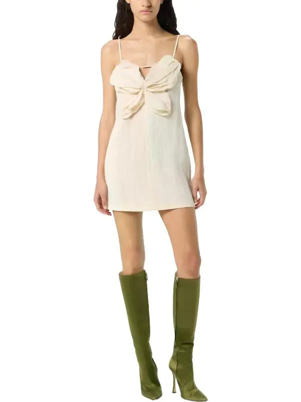 Blumarine Butterfly Appliqué Mini Dress - Neutrals