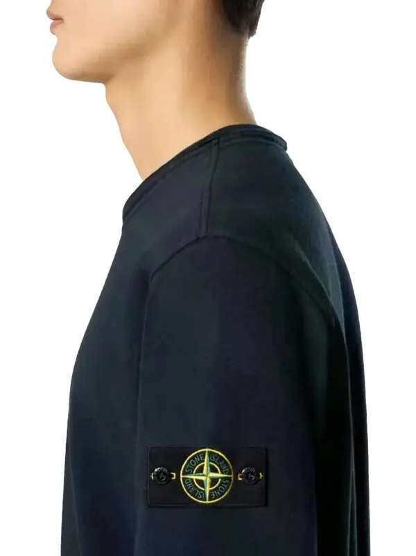 Stone Island Crewneck Sweatshirt With Logo Patch - Black