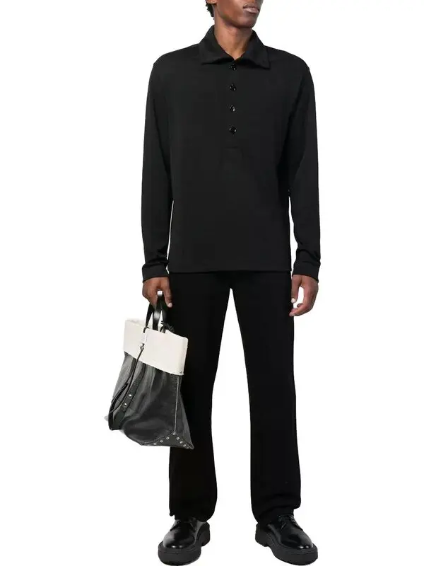 LEMAIRE Buttoned-up High-neck Sweater - Black