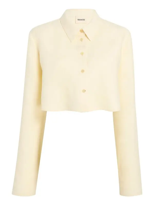 Khaite Fritz Cropped Linen Shirt - Ivory