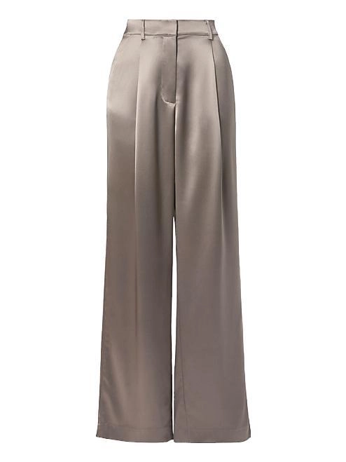 MALINA Sarah Wide-leg Satin Trousers - Graphite