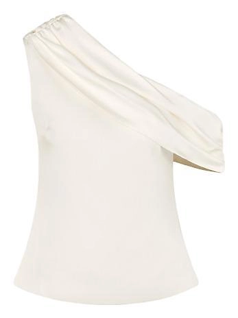 MALINA Seleah Asymmetrical Satin Top - Vanilla