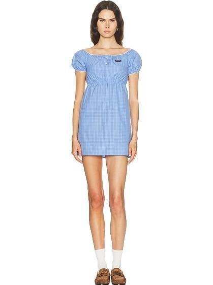 Miu Miu Check Mini Dress - Celeste