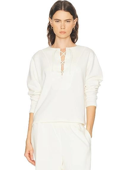 Literary Sport Daphne Lace Up Sweater - Bone