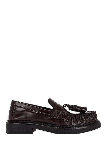 Miu Miu Leather Loafer With Tassel Detail - Moro