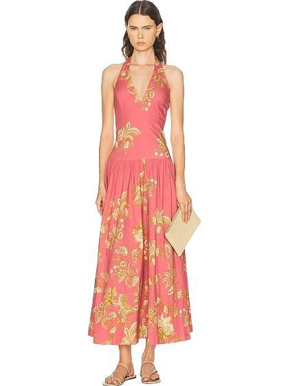 Hemant & Nandita Maxi Dress With Halterneck And Pleated Skirt - Multi