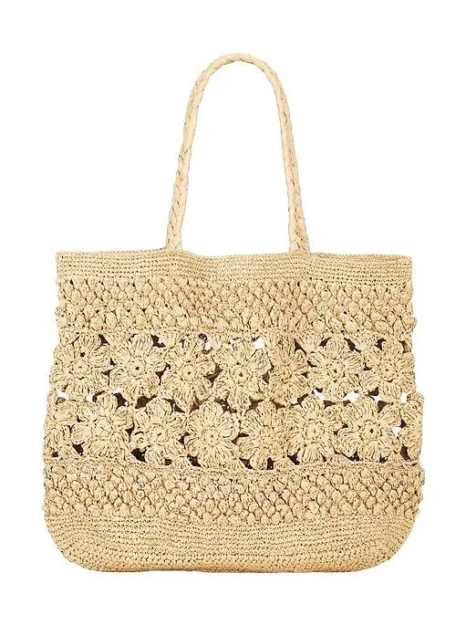 LoveShackFancy Large Sharlo Raffia Bag - Neutral