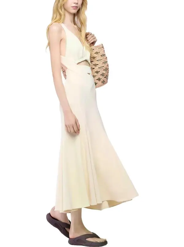 Rabanne Crossed Straps Midi Cut-out Dress - Neutrals