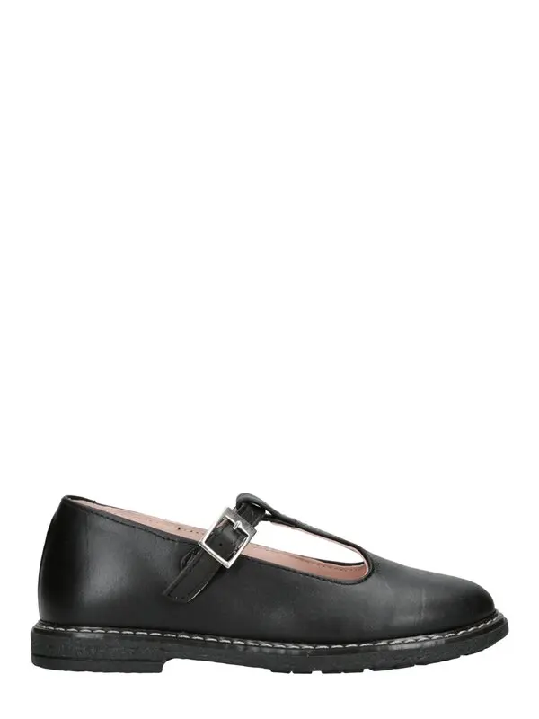 PAPOUELLI Leather Martha Mary Jane Shoes - Black
