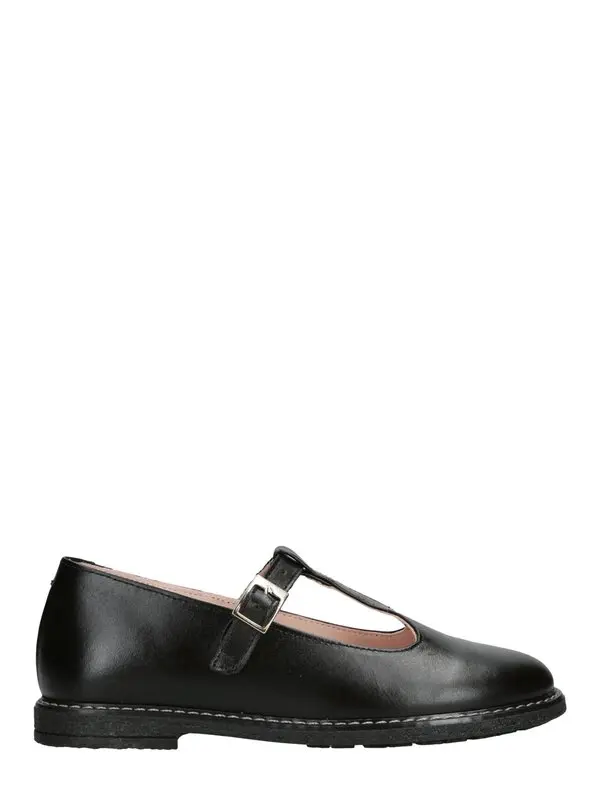 PAPOUELLI Leather Martha Mary Jane Shoes - Black