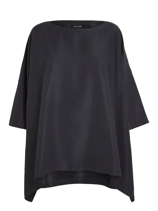 Eskandar Silk Plissé Scoop-neck Top - Grey
