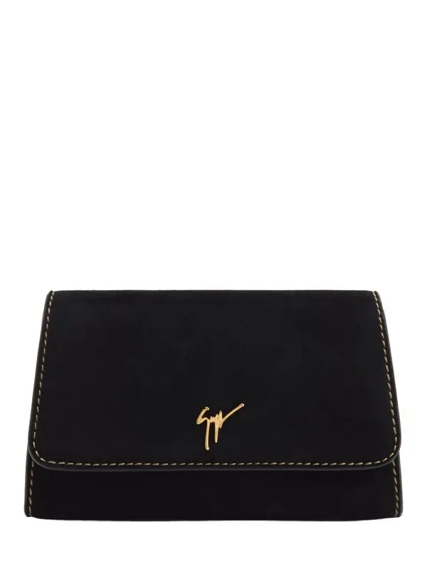 GIUSEPPE ZANOTTI Cleopatra Mini Suede Clutch Bag - Black