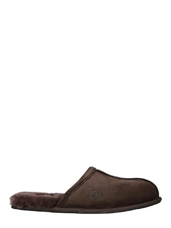 UGG Scuff Logo-embroidered Suede And Shearling Slippers - Brown/oth