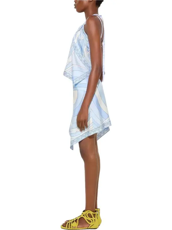 Emilio Pucci Iride Print Silk Scarf Skirt - Blue