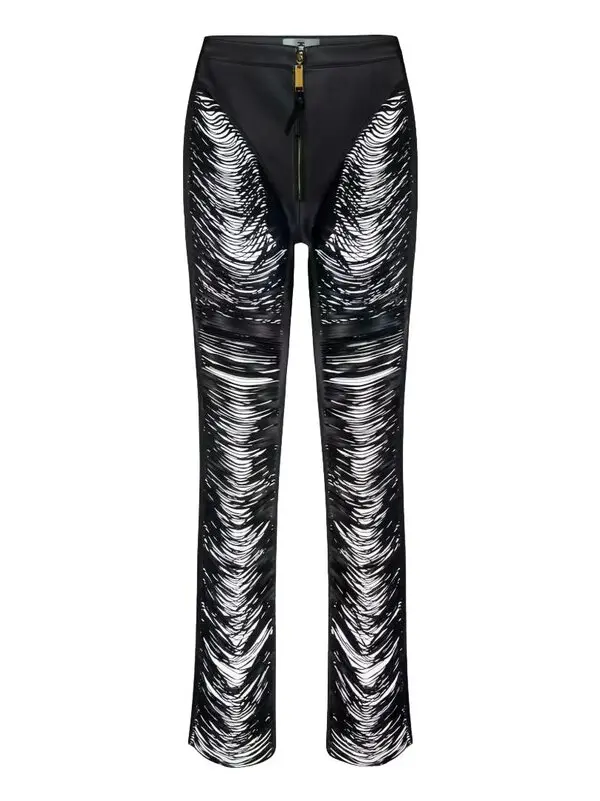 Elisabetta Franchi Nappa Leather Trousers With Fringes - Black